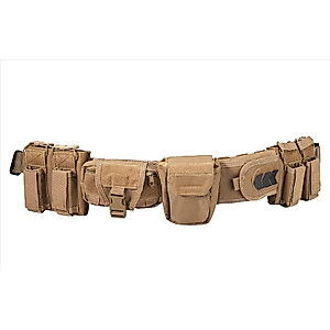 BOMTURN Battle Belt Tactical Belt with Accessories: Duty Belts Law Enforcement Combat Airsoft Police Belt with Pouches 7pcs