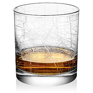 Rocks Whiskey Old Fashioned 11oz Glass Urban City Map Minneapolis Saint Paul Minnesota