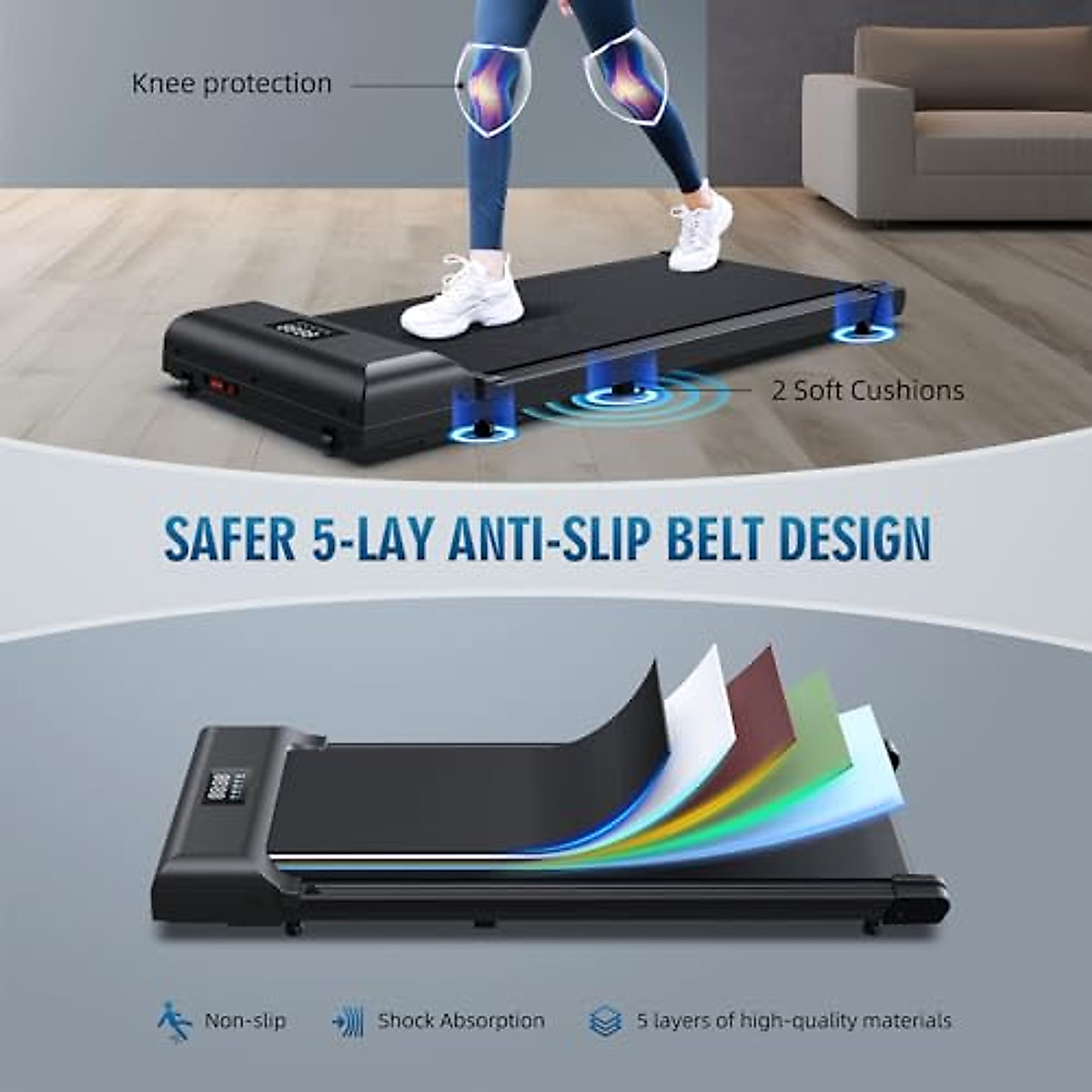 Sienfix Walking Pad，Under Desk Treadmill 2 in 1 Treadmills，Portable Walking Treadmill 2.5HP, 320lbs Max Weight Remote Control LED Display,Installation-Free Jogging Machine for Home/Office