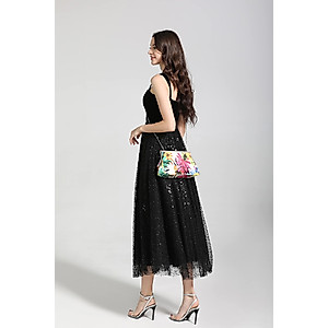 Flower Handbag Lightweight Crossbody Shoulder HandBag for Women Large Clutch Shoulder Tote HandBag Printed Colorful Flower Leaves Christmas Gift