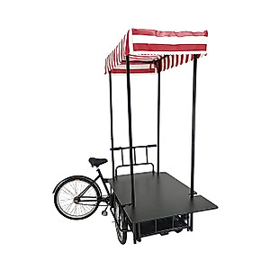FixtureDisplays® 24" Tire Black Tricyle Vending Cart Ice-Cream Wagon Flower Cart Kiosk Farmers Market Booth Collapsable 10052-NF
