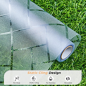 Coavas Window Privacy Film Non-Adhesive Privacy Window Film Frosted Glass Window Film Sun Blocking Window Film Heat Control UV Blocking for Home Office, 17.5 x 78.7 inches