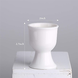 ONTUBE Porcelain Egg Cups,Ceramic Egg Stand Holders for Hard Boiled Eggs Set of 8 (White)