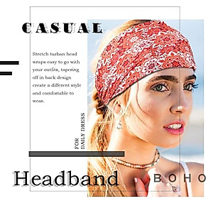 Aceorna Boho Headbands Wide Knotted Hairbands Stretch Printed Head Bands Bohemia Head Wraps for Women 3 Pcs (Set I)