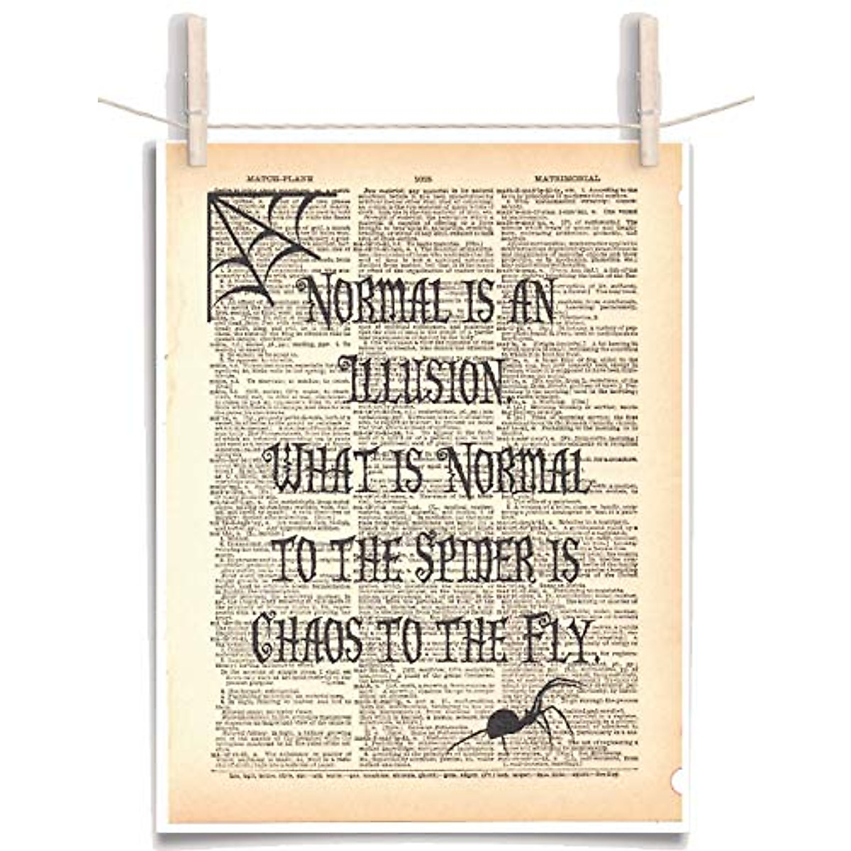 Chas Addams Quote Normal is an Illusion 8.5 x 11 Vintage Dictionary Page Unframed Art Print