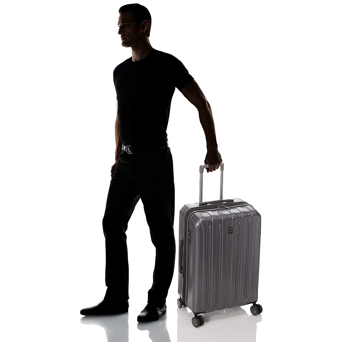 DELSEY Paris Titanium Hardside Expandable Luggage with Spinner Wheels, Graphite, Checked-Medium 25 Inch