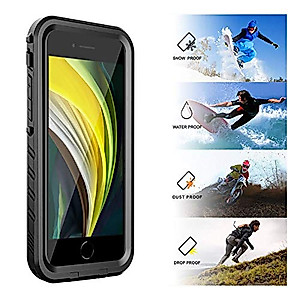 SPORTLINK Waterproof Case for iPhone SE 3rd 2022/iPhone SE 2nd 2020/iPhone 7/8 - Full Body Shockproof Dustproof Phone Screen Protector Rugged Waterproof Case for iPhone SE3/SE2/7/8 (Black)