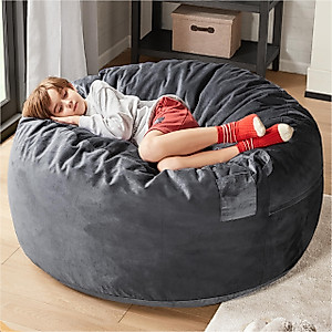 Codi Bean Bag Chair for Kids with Filler Included 10-12 | Comfy Kid Beanbag Chair 3 FT, Memory Foam Added | Machine Washable, Charcoal Grey, 3ft