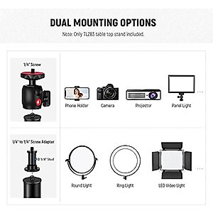 NEEWER Extendable Camera Desk Mount with 1/4" Ball Head, 17”-40” Adjustable Table Light Stand with 1/4" Screw Adapter and C Clamp for DSLR Camera, Ring Light, Live Stream, Vlog, Max Load: 6.6lb/3kg