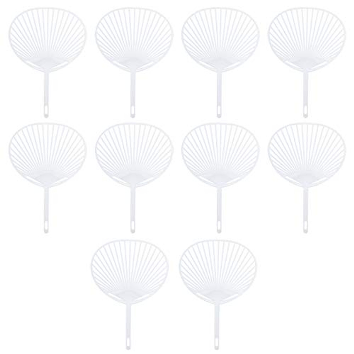 LUOEM 10pcs Japanese Fan Uchiwa DIY Kit Hand-held Fan Framework for DIY Crafts (White)