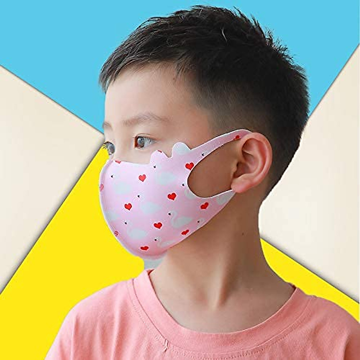 Kids Children Animals Cartoon Face Mask, Washable Face Shield Cover, Anti-Dust, Reusable 5Pcs