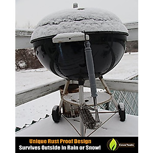 Cave Tools BBQ Grill Brush for Cleaning Barbecue Grates - Rust Proof Design - BBQ Smoker Grill Accessories