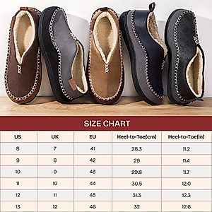 EverFoams Men's Moccasin Slippers Memory Foam Indoor/Outdoor Warm Suede House Shoes with Fuzzy Sherpa Lining (Black, Size 10 M US)