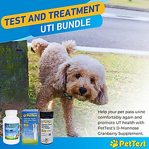 Pet UTI Health Bundle: PetTest UTI Test Strips + D Mannose Cranberry Supplement for Dog UTI Treatment and Cat UTI Remedy - Easy Home Urinary Tract Infection Detection & Support Cats & Dogs