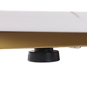 Rectangular Coffee Table for Living Room, 39.4" Faux White Marble Coffee Table with Storage Shelf, 2-Tier Modern Center Table with White Faux Marble Tabletop, Gold Metal Frame