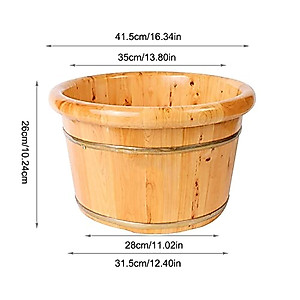 QUANMAKJ Wooden Foot Basin,Solid Wood Foot Tub, Pedicure Bowl Spa Massage Cedar Pedicure Barrels Household Foot Bath Barrel，with lid with Massager…