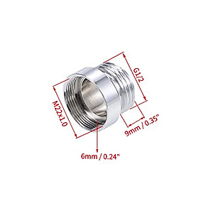 uxcell Faucet Adapter G1/2 Male Thread to M22x1.0 Female Thread Copper Aerator 24 x 18mm for Garden Hose 5Pcs