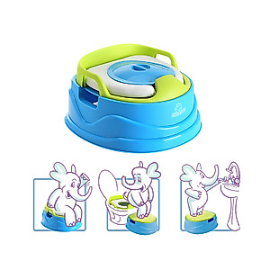 Babyloo 3 In 1 Bambino Booster Potty Training System with Free Standing Potty, Step Stool, and Toilet Mount for 1 to 6 Year Olds, Blue and Green