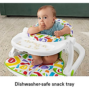 Fisher-Price Portable Baby Chair, Deluxe Sit-Me-Up Seat with Kick & Play Piano Learning-Toy and Snack Tray for Babies and Toddlers