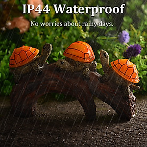 3 Turtles on a Log - Solar Lights Outdoor Garden Decor, Lawn Ornaments Solar Powered Outdoor Waterproof Garden Decorations for Patio, Yard, Pond