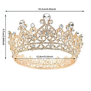yyoemas Round Crystal Queen Crowns for Women, Rose Gold Rhinestone Tiara Cake Topper, Wedding Crowns Tiara for Bridal Birthday Party Queen Pageant Hair Accessories