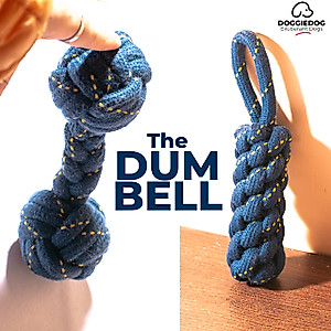 Dog Rope Chew Toy, 3 Pack, Contains 3.5 Knot Rope With Pulling Handle, Ball & Dumbbell Rope, Cotton Poly Mix Puppy Teething Chew Tug Toy for Small Medium Large Dogs, Tug of War Dog Toy, Dog Pull Toy