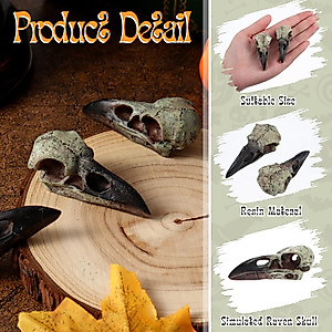 Geetery Halloween Raven Skull Figurine Scavenger Gothic Crow Hanging Wall Sculpture Resin Raven Skull Statue for Home Faux Bird Bone Jewelry Necklace Decor(2.36 Inch,4 Pcs)