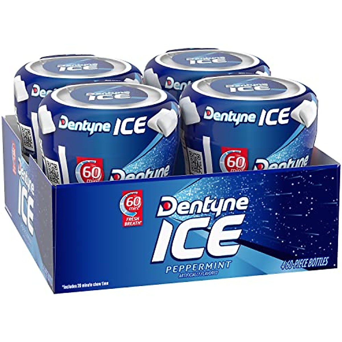 Dentyne Ice Peppermint Sugar Free Gum, 4 Bottles of 60 Pieces (240 Total Pieces)