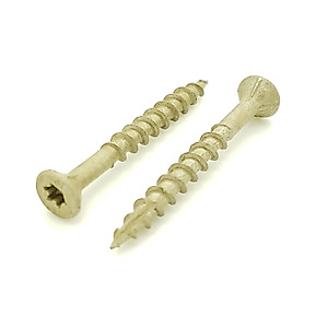 100 Qty #8 x 1-5/8" Inch Tan Fence & Deck Screws | Torx Star Drive | Bit Included (BCP917)