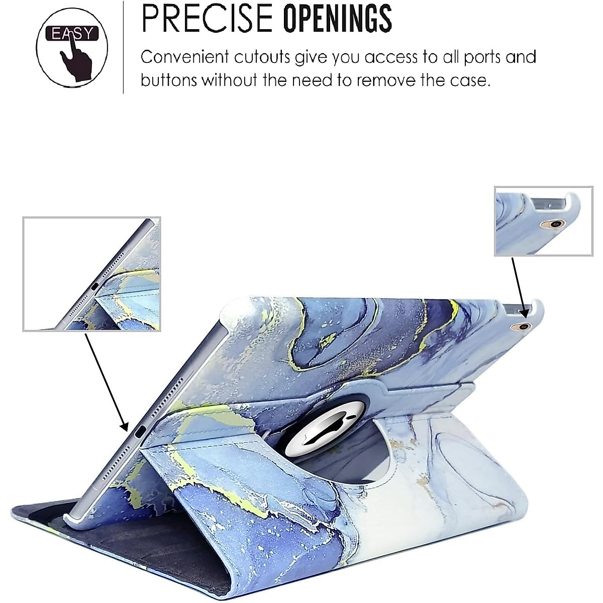 Newraturner Case for iPad 9.7 2018 2017 / iPad Air 2 Case - 360 Degree Rotating Stand Protective Cover with Auto Sleep Wake for iPad 9.7 inch 6th Gen, 5th Gen/iPad Air 2/ iPad Air (Navy)