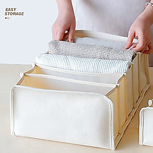 AUHSSAN 2 Packs Cotton Wardrobe Clothes Organizer, Foldable Closet Organizers and Storage Larger 7 Grids 5 Grids Set Drawer Organizer with PP Board for Clothes, Jeans, Pants, Sweaters, Tshirt