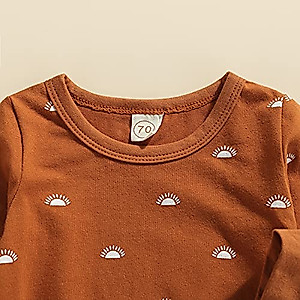 Capbier Newborn Baby Boys Clothes Sets Infant Cute Sun Print Long Sleeve Pullover Sweaters 3 6 9 18 24 Months Outfits Unisex Cotton Clothing, Brown, 3-6 Months (100 Percent Cotton)
