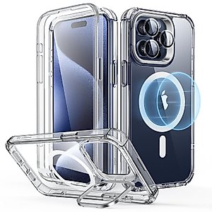 ESR for iPhone 15 Pro Max Case, Full-Body Shockproof MagSafe Case, Exceeds Military-Grade Protection, Magnetic Phone Case for iPhone 15 Pro Max, 2-Part Tough Case with Stand, Armor Series, Clear