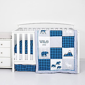 KIDDOS 3-Piece Baby Crib Bedding Set for Boys| Luxury Microfiber |Baby Crib Bedding Sets Include Comforter, Crib Sheet and Bed Skirt | (Wild Blue)