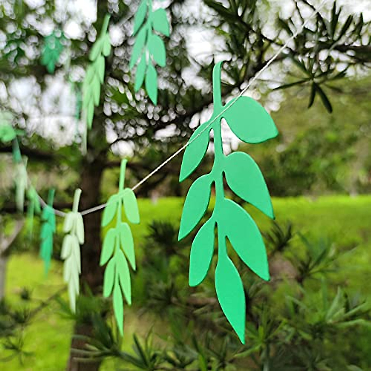 Mybbshower Green Paper Leaf Garland for Spring Party Backdrop 30 Ft Banner Birthday Wedding Decoration
