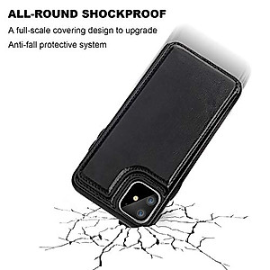 iPhone 11 Wallet Case with Card Holder,OT ONETOP PU Leather Kickstand Card Slots Case,Double Magnetic Clasp and Durable Shockproof Cover for iPhone 11 6.1 Inch(Black)