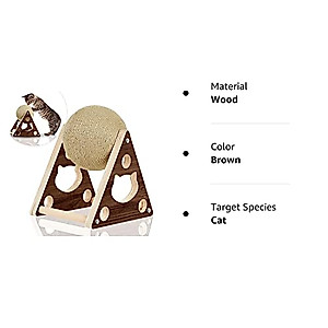 Cat Scratcher Ball Wood Sisal Cat Scratcher Toy Cats Scratcher Orb Scratcher for Indoor Kittens and Cats Nails Interactive Solid Wood Pet Toy Cat Exercise Fun Toy Protect Your Furniture (Small)
