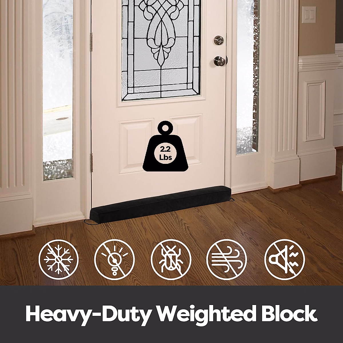 Weighted Door Draft Stopper for Front Door, Easy to Use Heavy 38 inch Door Bottom Winter Cold Air Draft Blocker, for Exterior, Apartment, Back Door, Fits Door Gap Up to 3”, 2.2lb