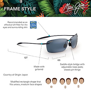 Maui Jim Men's and Women's Lighthouse Polarized Rimless Reading Sunglasses, Gloss Black/Neutral Grey, Medium, +2.5