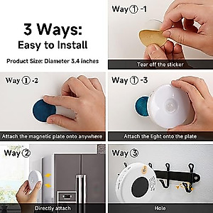 Okerich Improved LED Rechargeable Motion Sensor Light Indoor, Long-Lasting Battery, Closet Lights Motion Sensored, Motion Sensor Night Light, Wireless Puck Lights for Closet, Cabinet, Kitchen