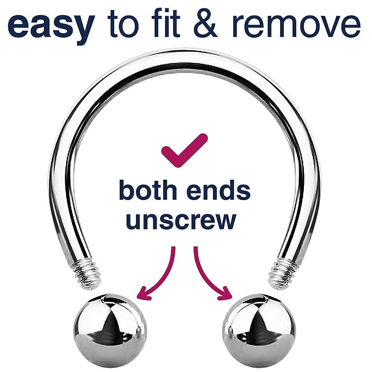 4pc 14g Horseshoe Earrings Circular Barbell Ring 8mm 5/16 Cartilage Tragus Septum Surgical Steel