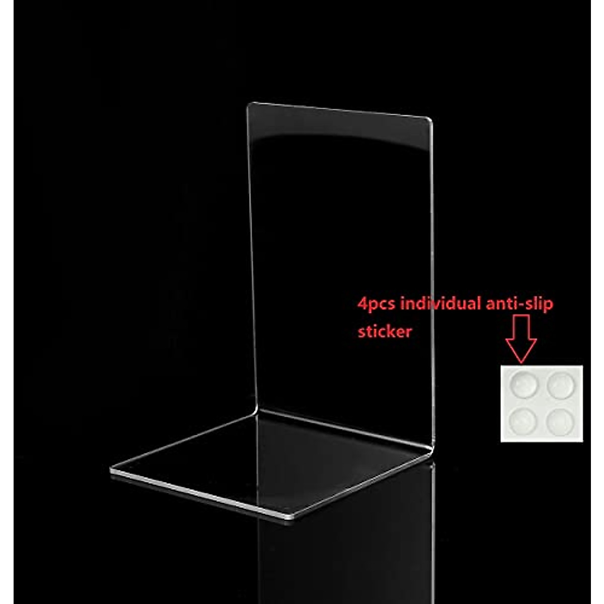 Airypart Book Ends Clear Acrylic Bookends for Shelves, Non-Skip bookends for Shelves,Book Holder Stopper for Books/Movies/CDS/Video Game, 7X4.72X4.72inch, 3pairs