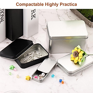 uxcell Metal Tin Box Containers, 2Pcs 2.4x1.3x0.4 Inch Silver Mini Portable Metal Slide Top Tin Containers for Jewelry Crafts