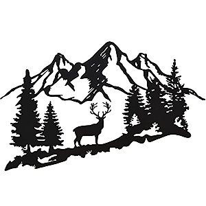 Metal Deer Wall Art Forest Deer Wall Decor Metal Mountain Deer Cabin Decor Deer Woodland Decor Metal Deer Decor Rustic Animal Hunting Decor for Bedroom Wall Decoration, 13 x 8 Inch (Black)
