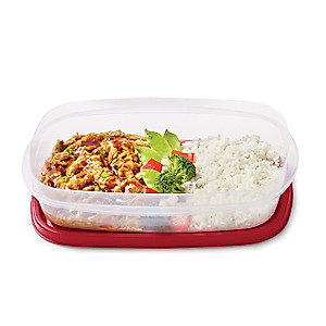 Rubbermaid EasyFindLids Meal Prep Containers, 5.5 Cup, Red