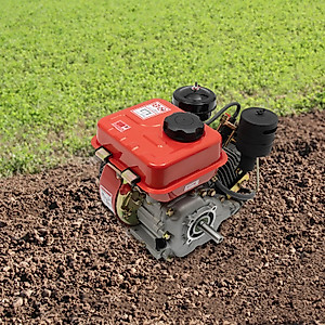 4-Stroke Diesel Engine 196CC Single Cylinder Forced Air Cooling Multi-Purpose Engine, Manual Recoil Start Horizontal Shaft Engine for Pasture Management Machines Small Agricultural Machinery Fields