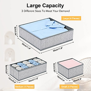 DIMJ Drawer Organizers Cloths, Closet Underwear Organizer, 12 Packs Foldable Closet Organizers, Sock Drawer Organizer, Fabric Dresser Drawer Dividers for Clothes Underwear Bras Socks. (Blended)