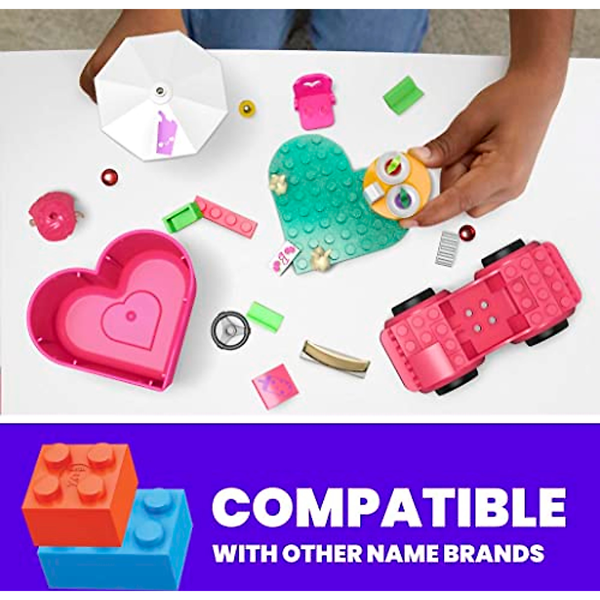 MEGA Barbie Color Reveal Building Toy Car Playset, Convertible Road Trip With 66 Pieces, 10 Surprises, Accessories, Kids Age 4+ Years