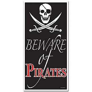 Beistle Beware of Pirates Door Cover,Black/White/Red