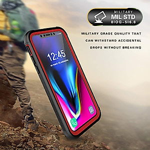 ImpactStrong iPhone 11 Case, Clear Full Body Ultra Protective Case with Built-in Clear Screen Protector Transparent Full Body Cover for iPhone 11 6.1-Inch (2019) - Red